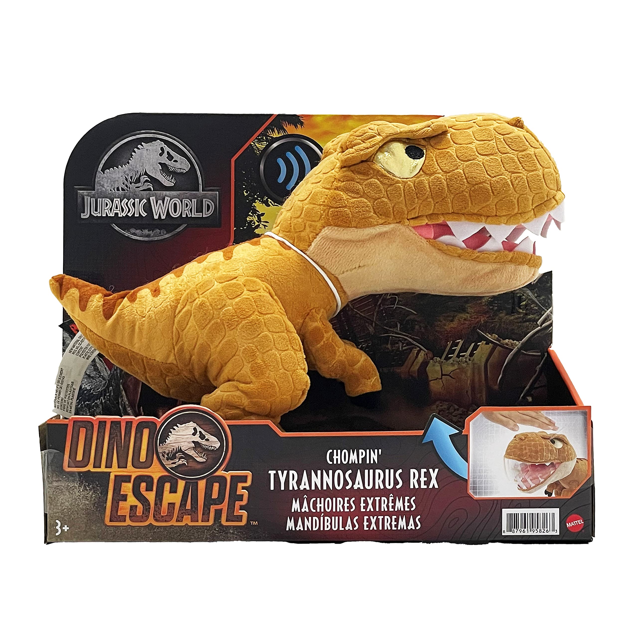Mattel Jurassic World Fan-Favorite Character, Plush Dinosaur Toy with Chomp Action & Roar Sound, Soft Doll Play or Nap Buddy, For Kids Ages 3 Years & Older