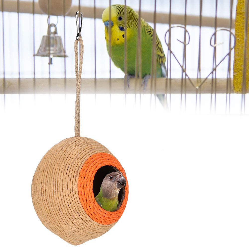 Bird Coconut House Natural Coconut Shell Breeding Nest Bed Hideaway for Parrot Budgie Parakeet Cockatiel Conure Canary Hamster Squirrel