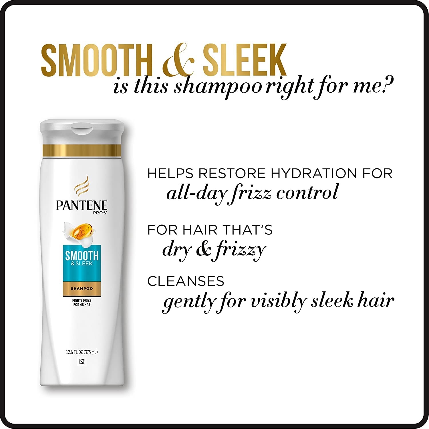Pantene Pro-V Smooth & Sleek 2in1 Shampoo and Conditioner with Argan Oil, 12.6 Fl Oz (Pack of 2)