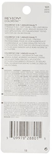 Revlon Pencil Eyeliner, ColorStay 2-in-1 Eye Makeup,Waterproof, Longwearing with Smudge Brush, Angled Kajal Eyeliner, 101 Onyx, 0.01 Oz