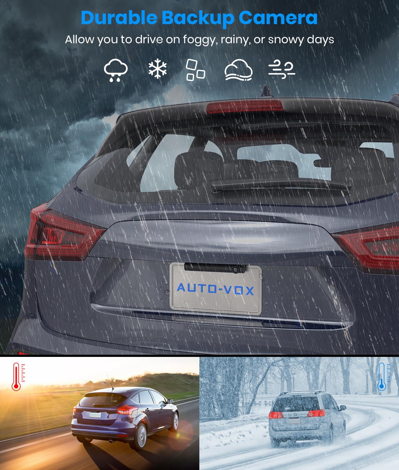 AUTO-VOX Wireless Backup Camera for Car, 3Mins DIY Installation, Back Up Camera Systems for Truck with Rechargeable Battery-Powered, Super Night Vision Rear/Front View with 5'' Monitor -TW1