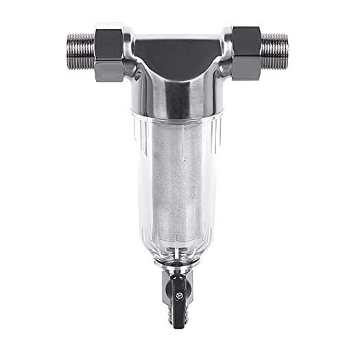 CJGS Flushable Prefilter Filtration,Whole House Reusable Filtration Water System-40 Micron Spin DownSediment Filter 316 Stainless Steel Mesh Pre-Filter -for City/Well Water
