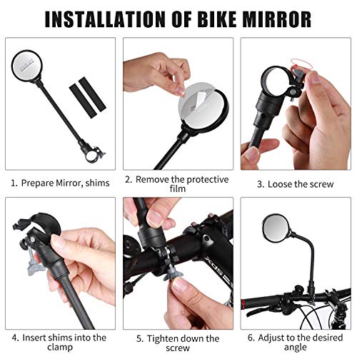 Bike Mirror Round Bicycle Rearview mirror 360° Adjustable Handlebar Mount Universal for Mountain Road bike Electric Scooter E-bike Bicycle Accessories(2 Pcs)