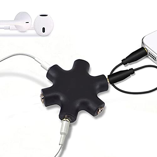onelinkmore Headphone Splitter, 5-Jack 3.5 mm Audio Headphone Splitter Stereo Audio Headset Adapter, Audio Earbuds Earphones Plug 5 Way 1 Male to 4 Female Splitter with 3.5mm Stereo Cable