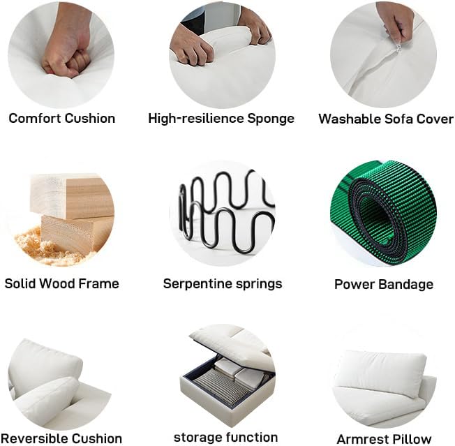 Cloud Modular Sectional Sofa with Storage Ottoman, 120" Down Filled Comfort L Shaped Couch Modular Sectional Couch, Modern Deep Sofa Couches for Living Room Office Apartment (3 Seater+1 Ottoman,White)