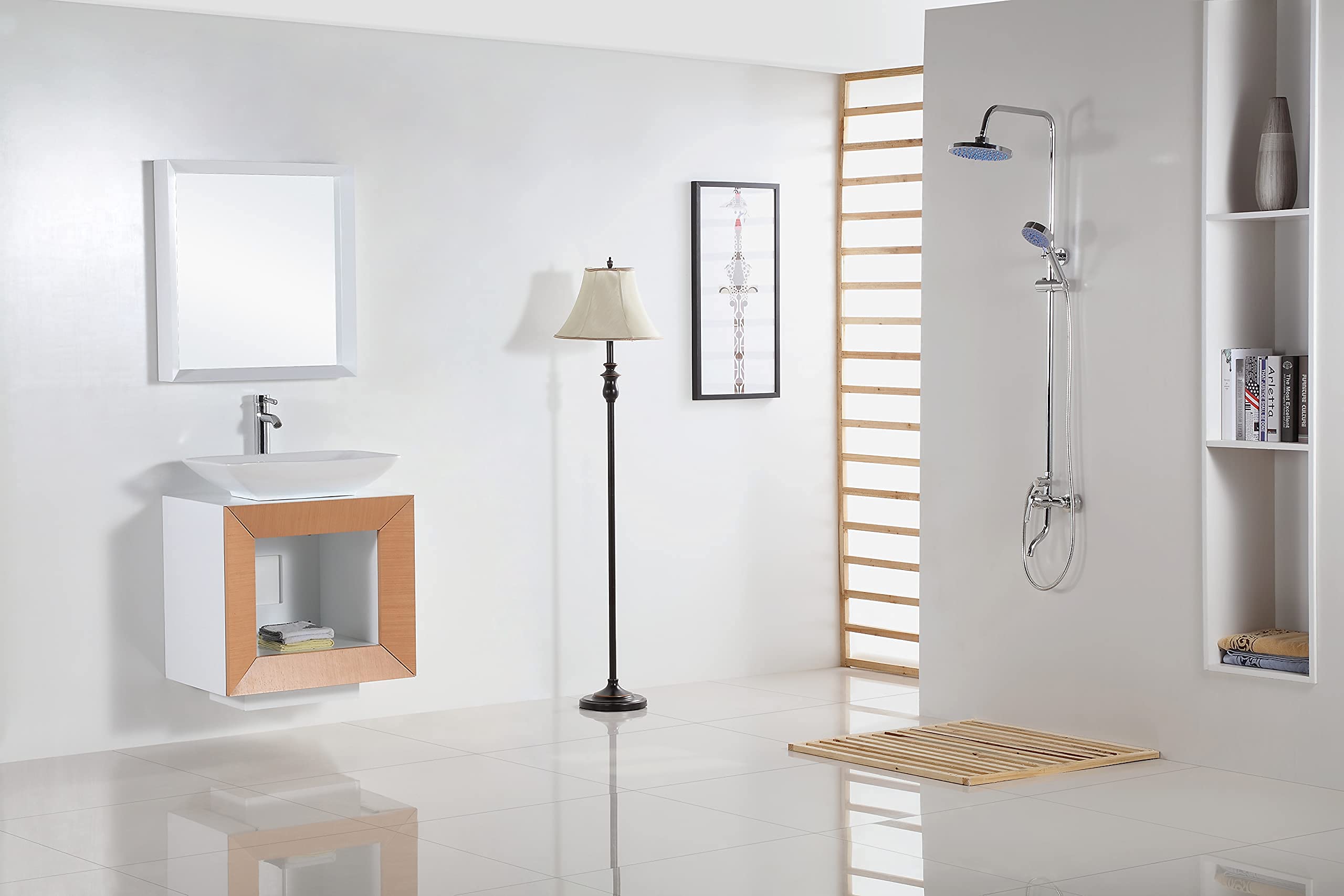 Fine Fixtures Maxi 24" Wall Mounted Bathroom Vanity Set Elm Veneer with Vessel Sink