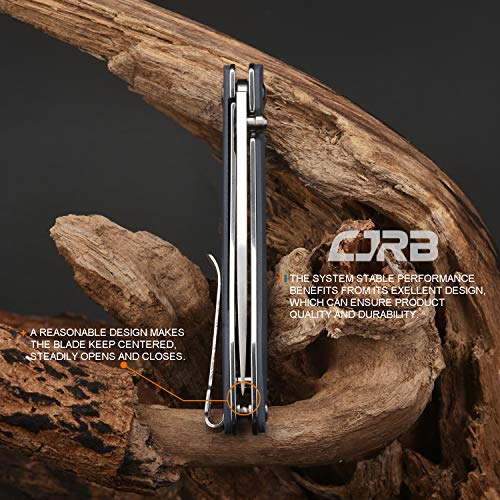 CJRB Folding Pocket Knife Ria(J1917), Small Tactical Knife with 0.1β 12C27 Blade and Micarta Handle for EDC Outdoor, Camping, Survival, Hunting, Fishing,Blue