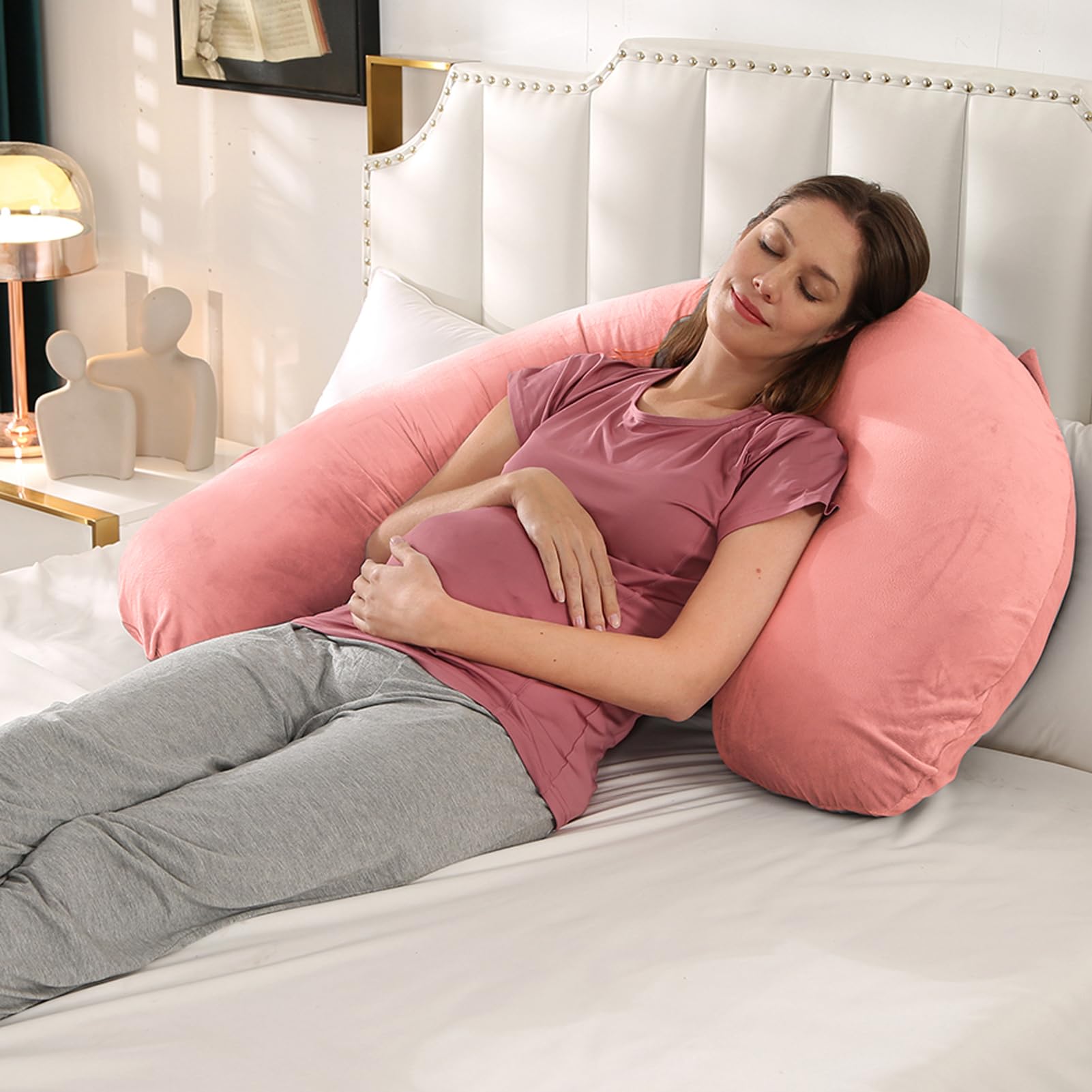BATTOP Pregnancy Body Pillows for Sleeping,Maternity Pillow with Removable Cover,Support for Belly,Hips, Legs,Pregnancy Must Haves,Side Sleeper Body Pillow