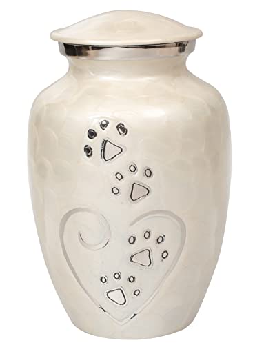 Bedding Craft - Elegant Large urn for pet Ashes - Dog paw Print kit for Pet Ashes, Pet urns - Spacious 8" x 6" Size