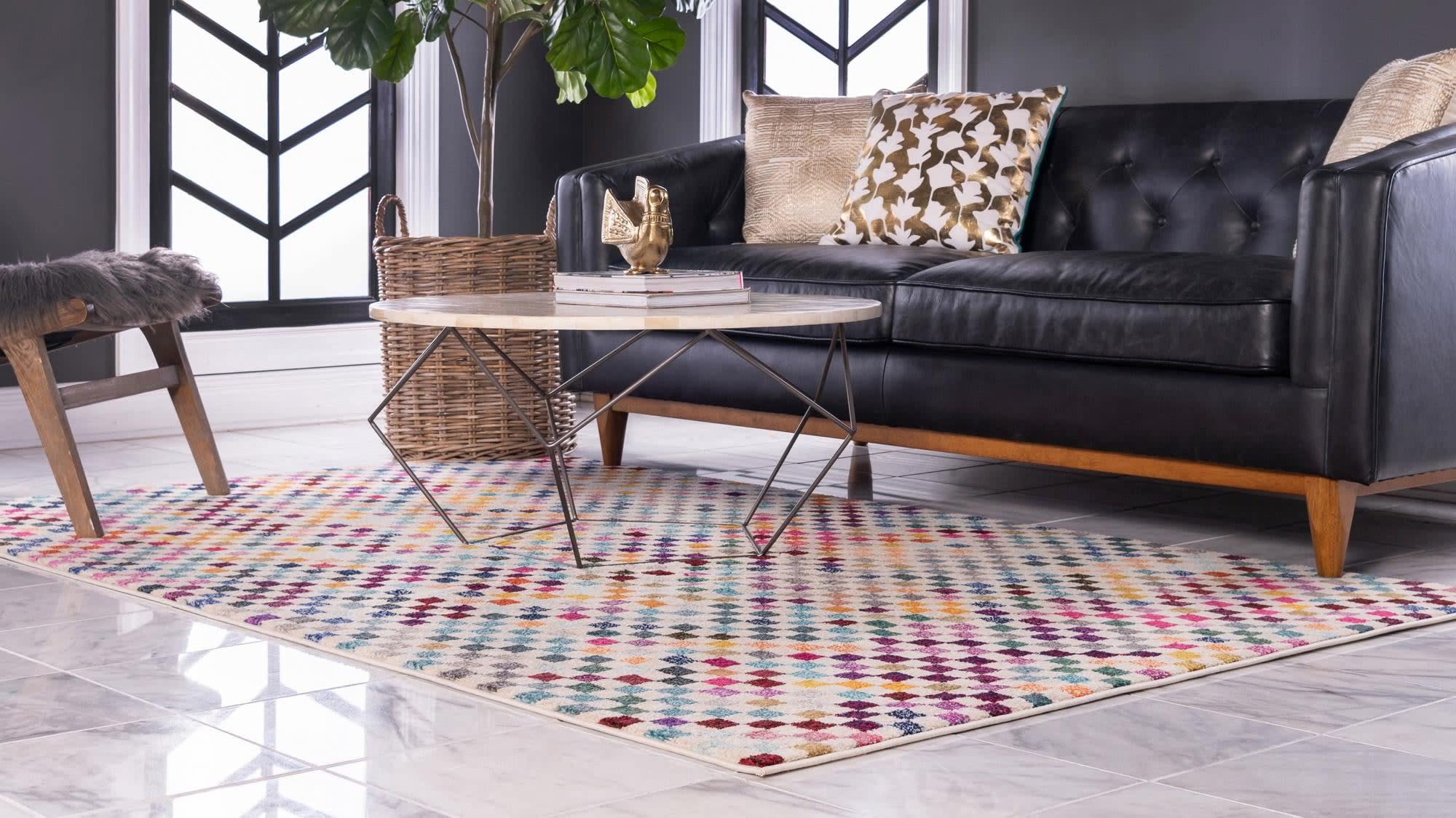 Unique Loom Chromatic Collection Modern Geometric & Vibrant Abstract Area Rug For Any Home Décor (5' 0 x 8' 0 Rectangular, Multi/ Beige)