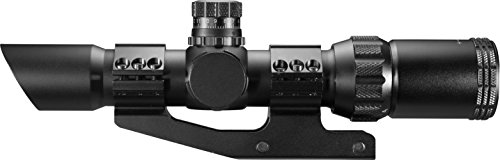 Barska Compact Rifle Scope Red/Green Illuminated Mil-Dot Reticle with Cantilever Rings - 1-4x28