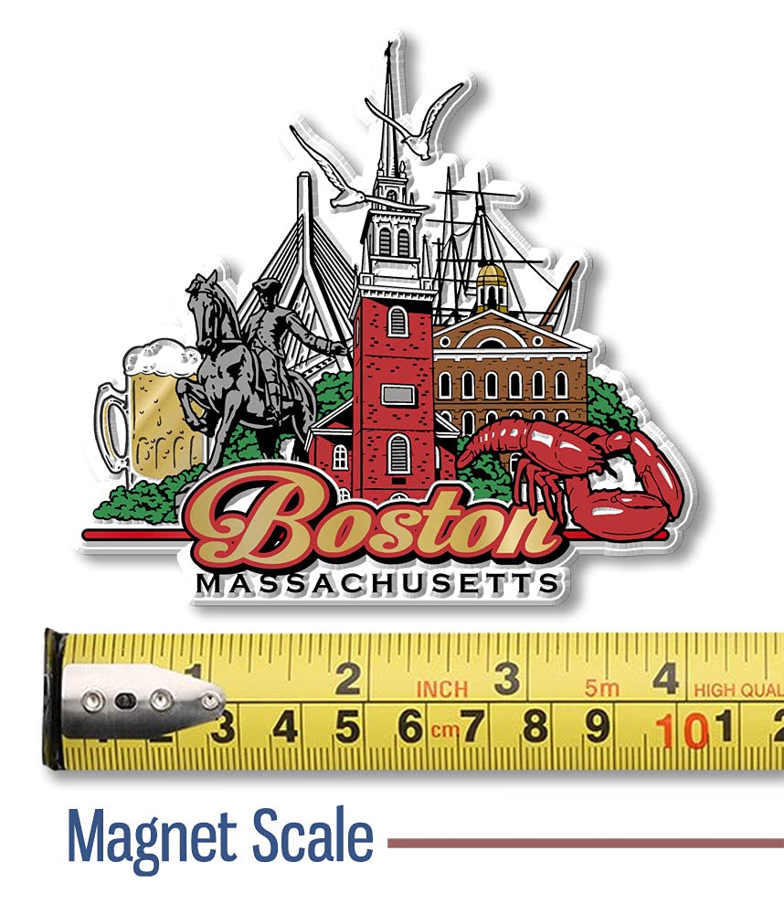 Boston City Magnet by Classic Magnets, Collectible Souvenirs Made in The USA, 4" x 3.6"