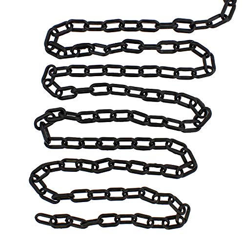 BISupply Black Plastic Chain Links - 25ft x 6mm Plastic Barrier Chain for Safety Crowd Control or Plastic Links Halloween Decor Chains for Costumes