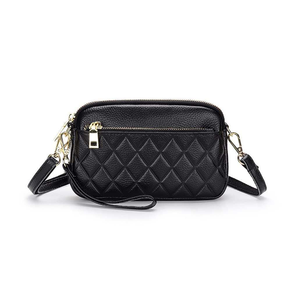 Barsine Small Leather Crossbody Bag for Women Cute Quilted Cellphone Cross Body Purse
