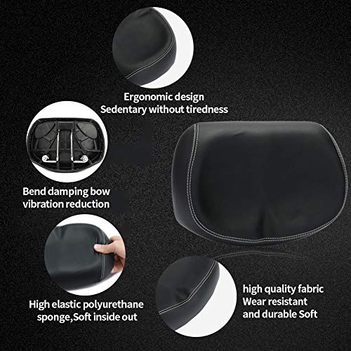 Bike Seat, Wide Large Bicycle Saddle, Ergonomic Universal Replacement Bike Seat Comfortable Bicycle Saddle Pads Waterproof Shock (Black)