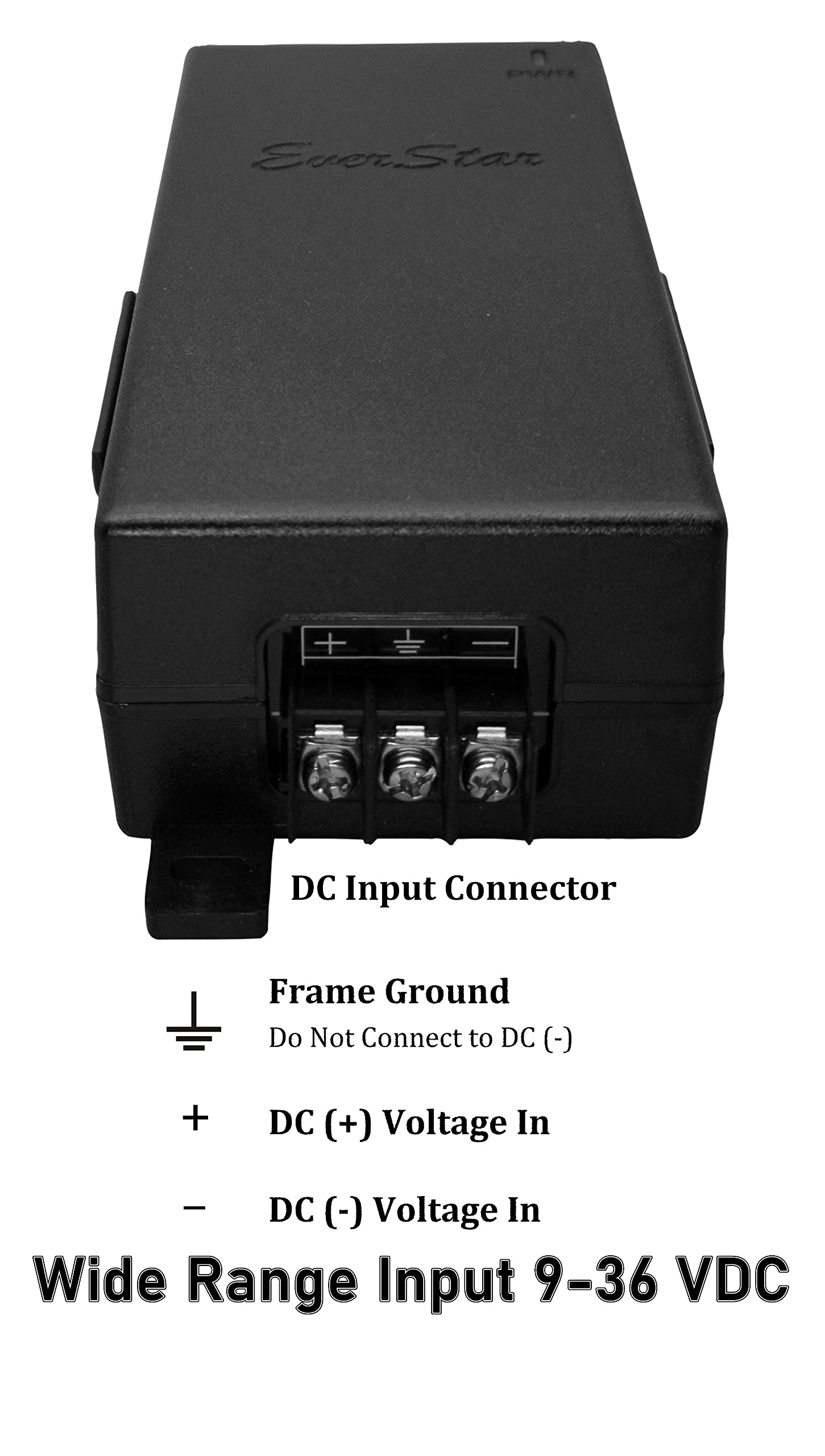 EverStar iPoE-24W24G2DW Gigabit | 9-36V DC in | 24V/1A 24W DC PoE Out | Passive Mode B Solar PoE Injector for Loco5AC,NS- EdgeRouterX,UniFi AC Lite,RP-5AC-G2, Force180/200/300 | Black