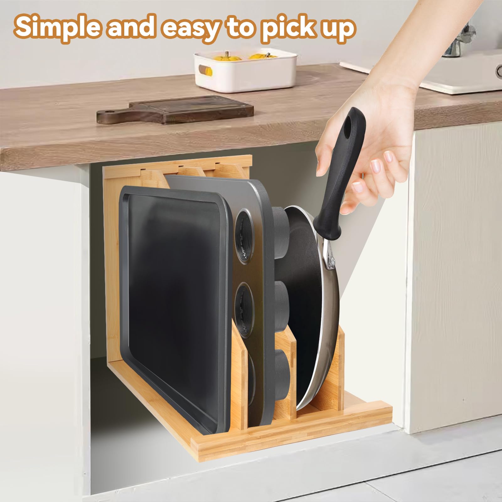 Brvclon Upgrades Tray Dividers for Cabinets,15in Hx22in Dx12in W, Kitchen Cabinet Tray Divider for Pans, Lids, Pot And Pan, Cookie Sheets,Cutting Boards. with 3 Dividers,Keeping The Kitchen Organized