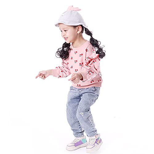 BINIDUCKLING Toddler Crew Neck Sweatshirt Girls 2T Cherry Pink