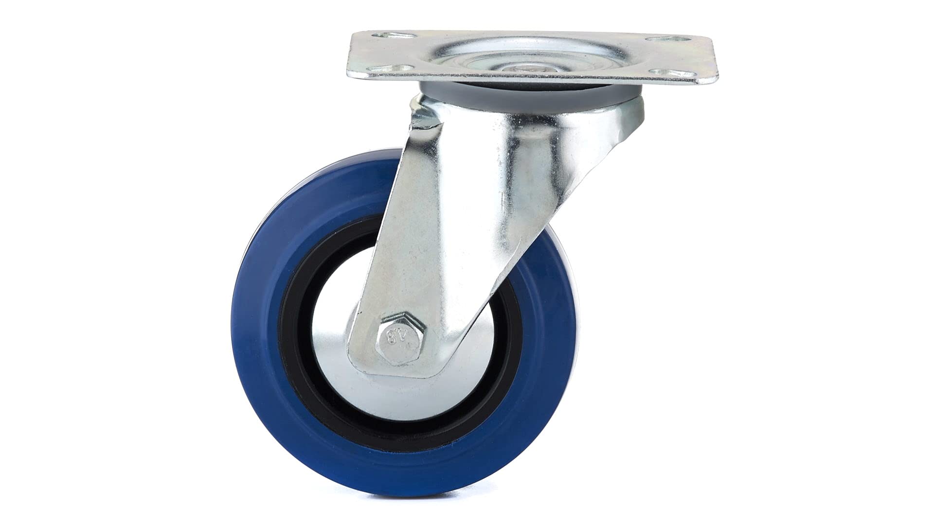 Richelieu Hardware F08335 Industrial Blue Elastic Rubber Caster - Swivel - 3 15/16" Wheel Diameter, x 1 3/8" x 5 1/8"