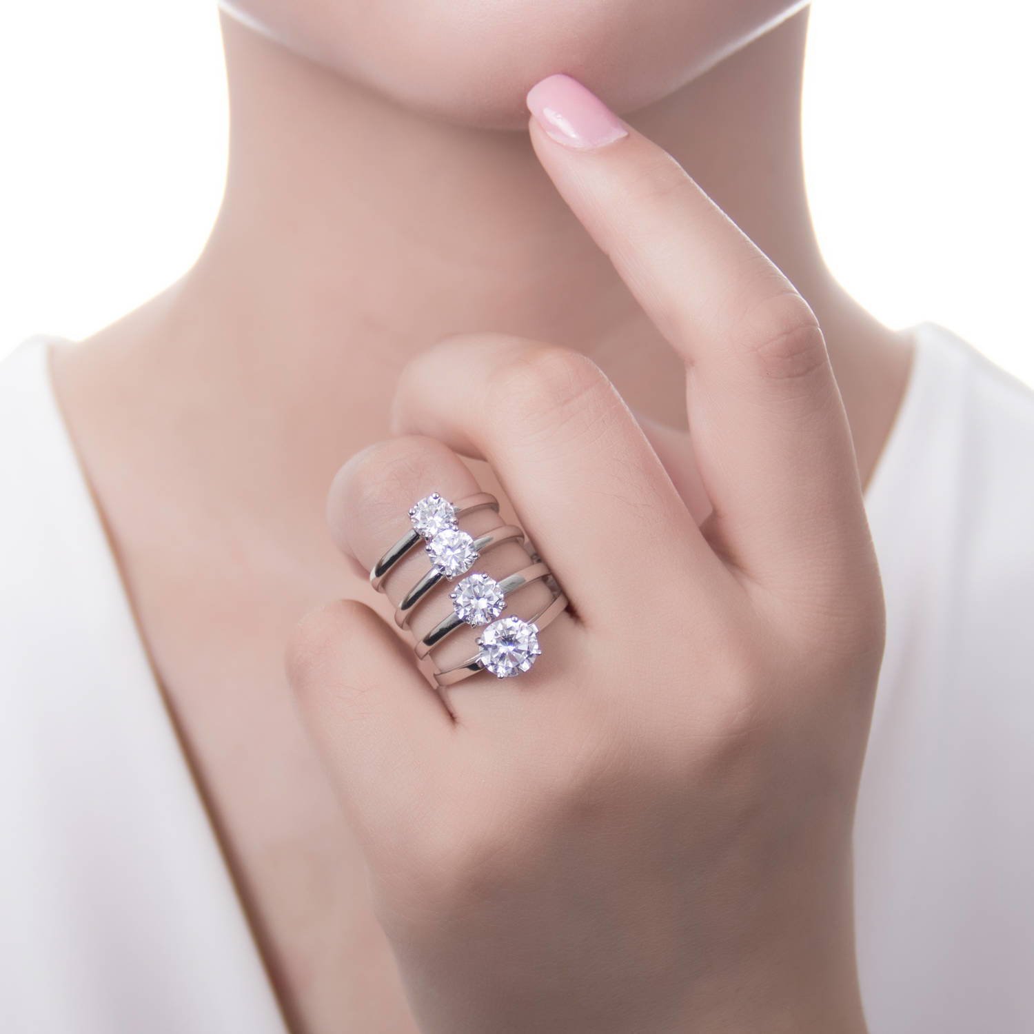 BERRICLE Sterling Silver Solitaire Wedding Engagement Rings 2 Carat Round Cubic Zirconia CZ Ring for Women, Rhodium Plated Size 8