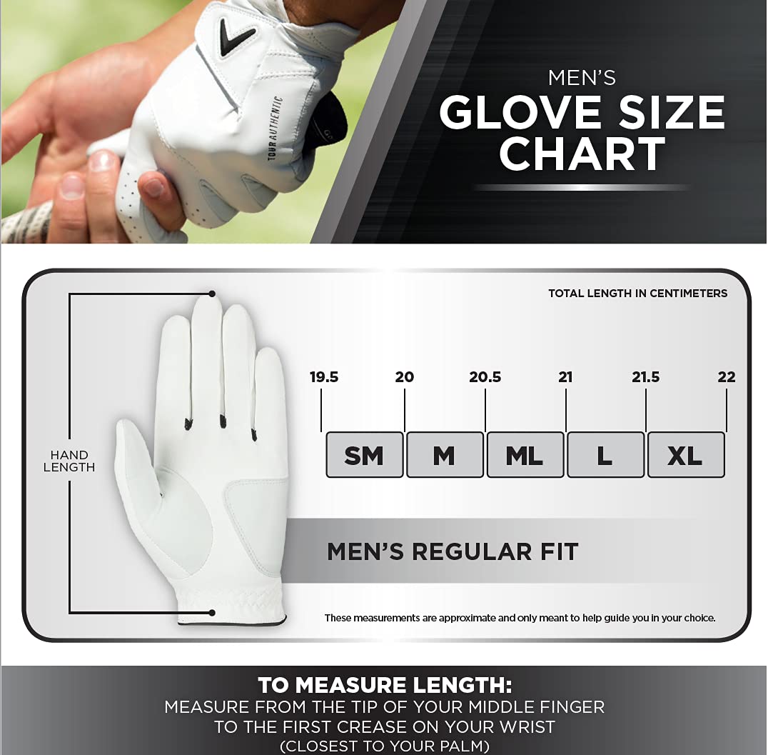 Callaway Golf Tour Authentic Glove (Worn on Right Hand, Ladies, Medium, White 2019)