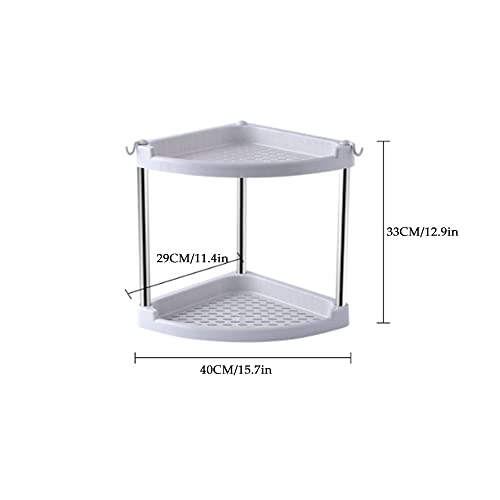 FIZZOQI 2/3 Layers Triangle Kitchen Counter Shelf Storage Organizer Corner Seasoning Standing Storage Rack Plastic Stainless Steel Organizer Shelf Multi-Functional Storage Shelf