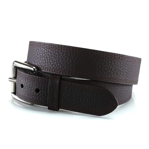 ARIAT Men's Western Work Belt β Solid Dark Brown, Full Grain Leather with Silver Buckle β Size 36
