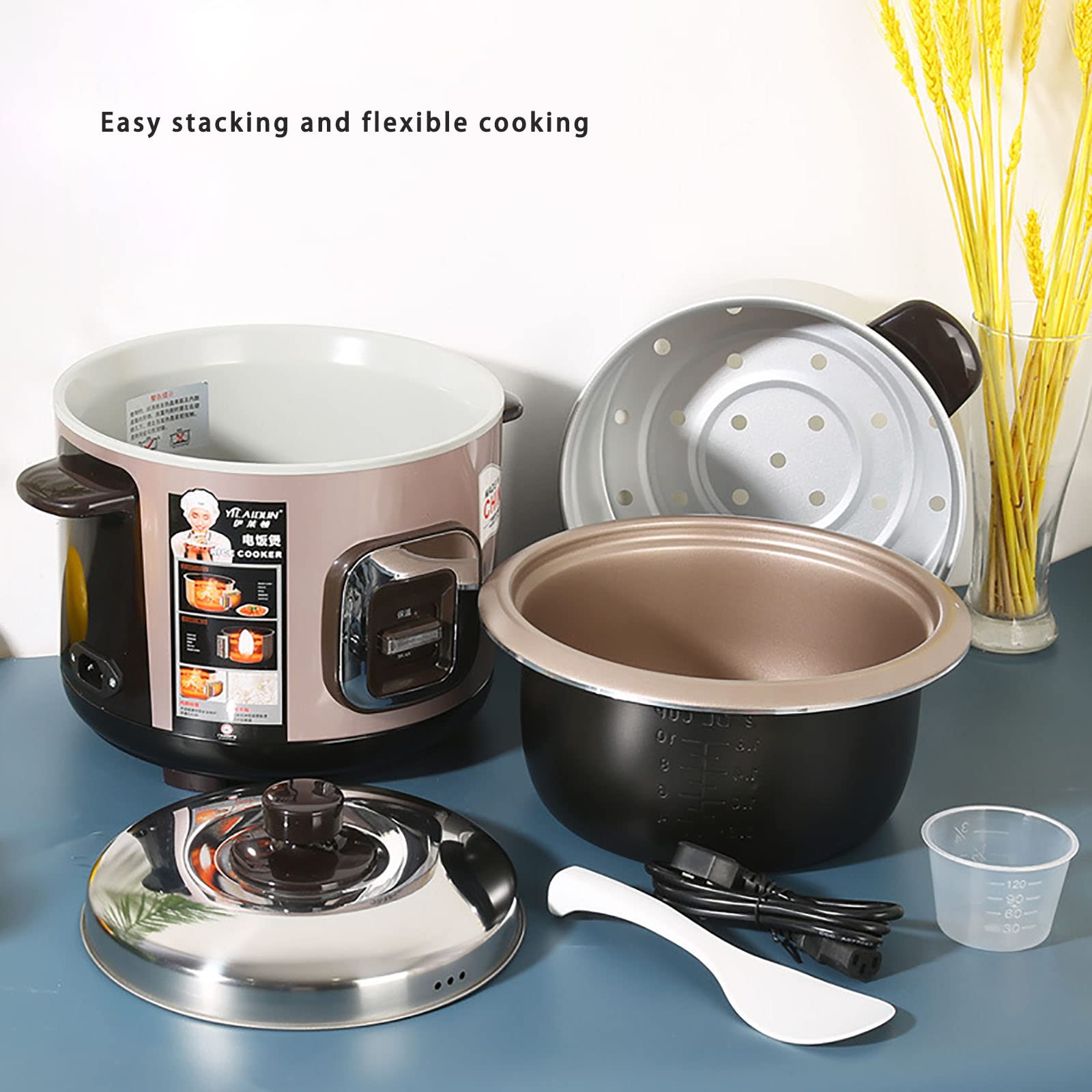 BJHYN Multi Functional Rice Cooker Slow Cooker, Steamer & Warmer One Touch Cooking and Auto Keep Warm Feature Nonstick Pot Stainless Steel