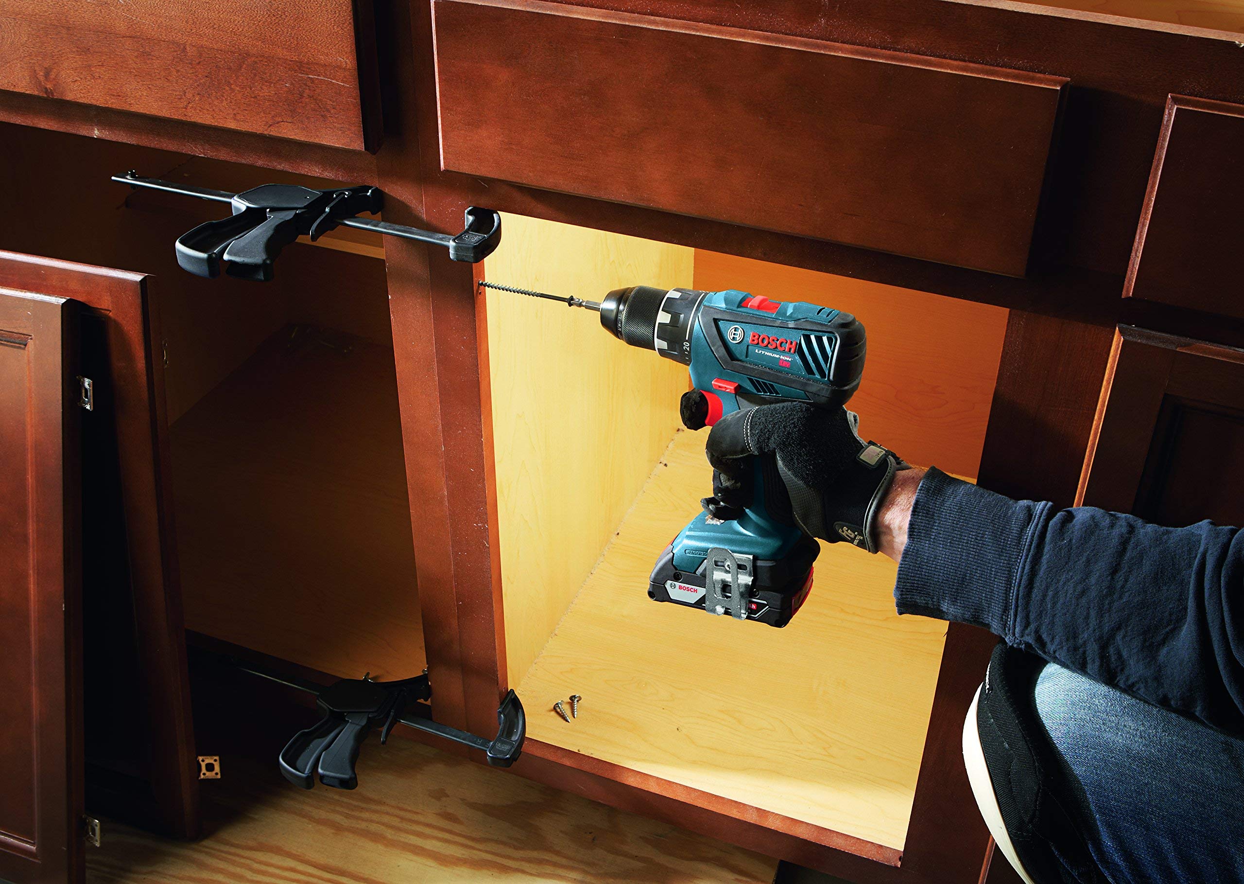 Bosch GXL18V-232B22-RT 18V Compact Tough Lithium-Ion 1/2 in. Cordless Drill Driver / 1/4 in. and 1/2 in. 2-in-1 Bit/Socket Impact Driver Combo Kit (2 Ah) (Renewed)