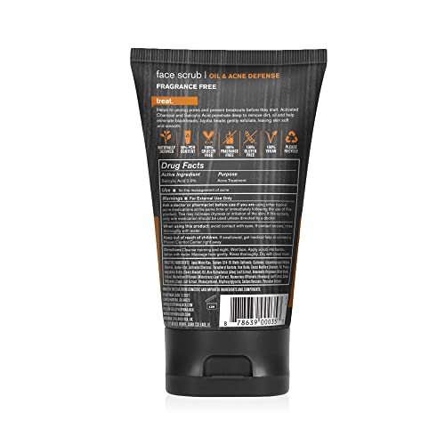 Every Man Jack Activated Charcoal Oil and Acne Defense Face Scrub for Men - Exfoliate Away Dry, Dead Skin, and Deep Clean to Remove Dirt and Oil with Natural Jojoba Beads - 4.2oz - 2pack