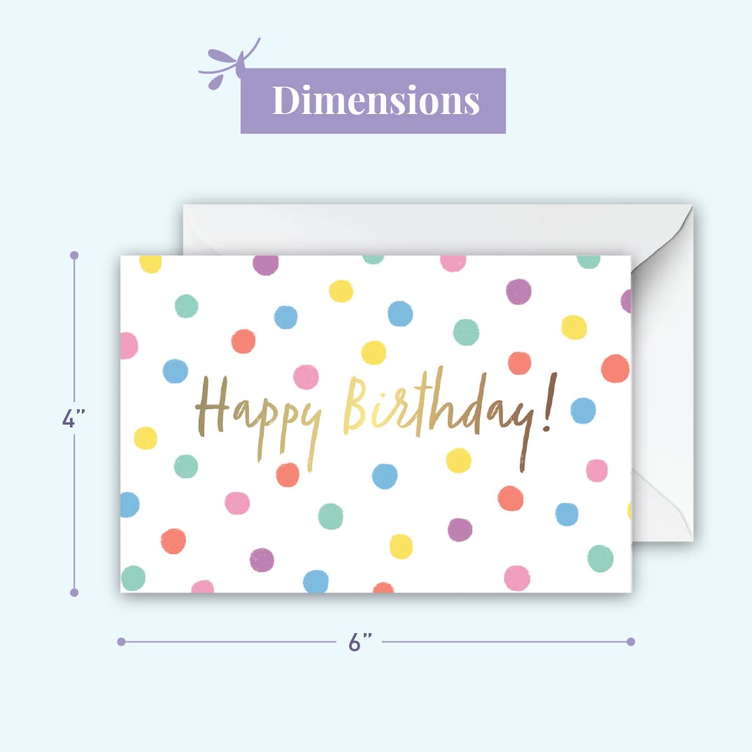 Rileys Rainbow Birthday Cards Assortment, 50-Count | 5 Designs, Wishing Cards for Kids and Adults, Greeting Cards with Envelopes Included, Bulk Variety Pack
