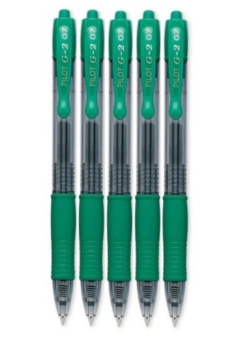 Pilot G2 Retractable Gel Ink Roller Ball Pen PEN,RBALL,RT,G2,GEL,FN,GN (Pack of5)