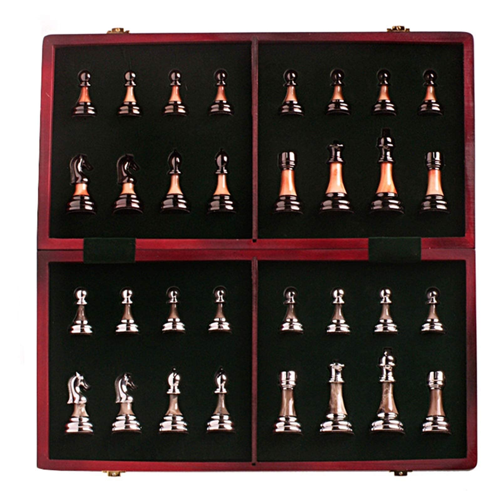 Chess Set High-Grade Gift International Travel Chess Game Mold Folding Wooden Chessboard and Chess Pieces Chessman Casua (Wood 30 * 30)
