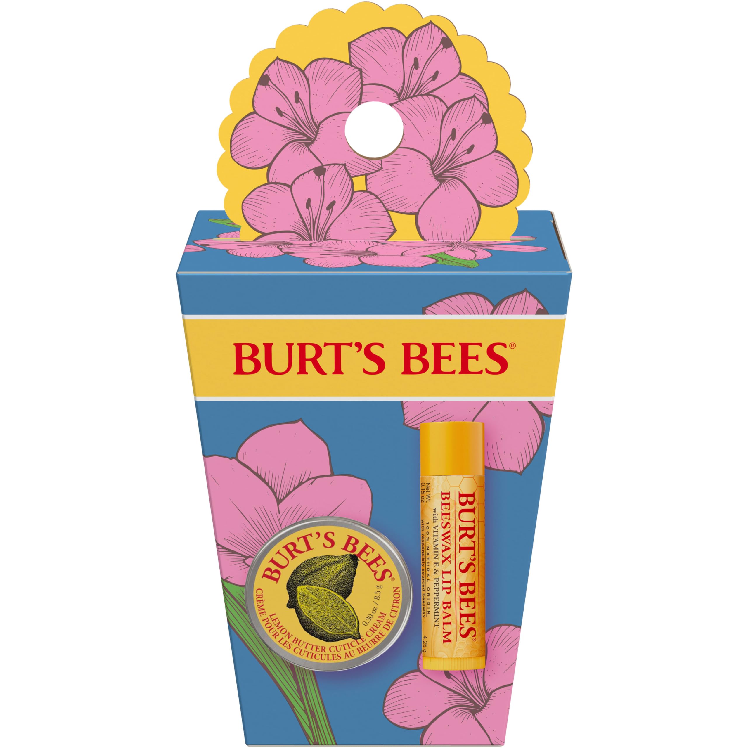 Burt's Bees Stocking Stuffers, Spring Surprise Set, Dragonfruit Lemon Lip Balm and Lemon Butter Cuticle Cream, Natural Origin Lip Moisturizer With Responsibly Sourced Beeswax Christmas Gifts, 2 Count
