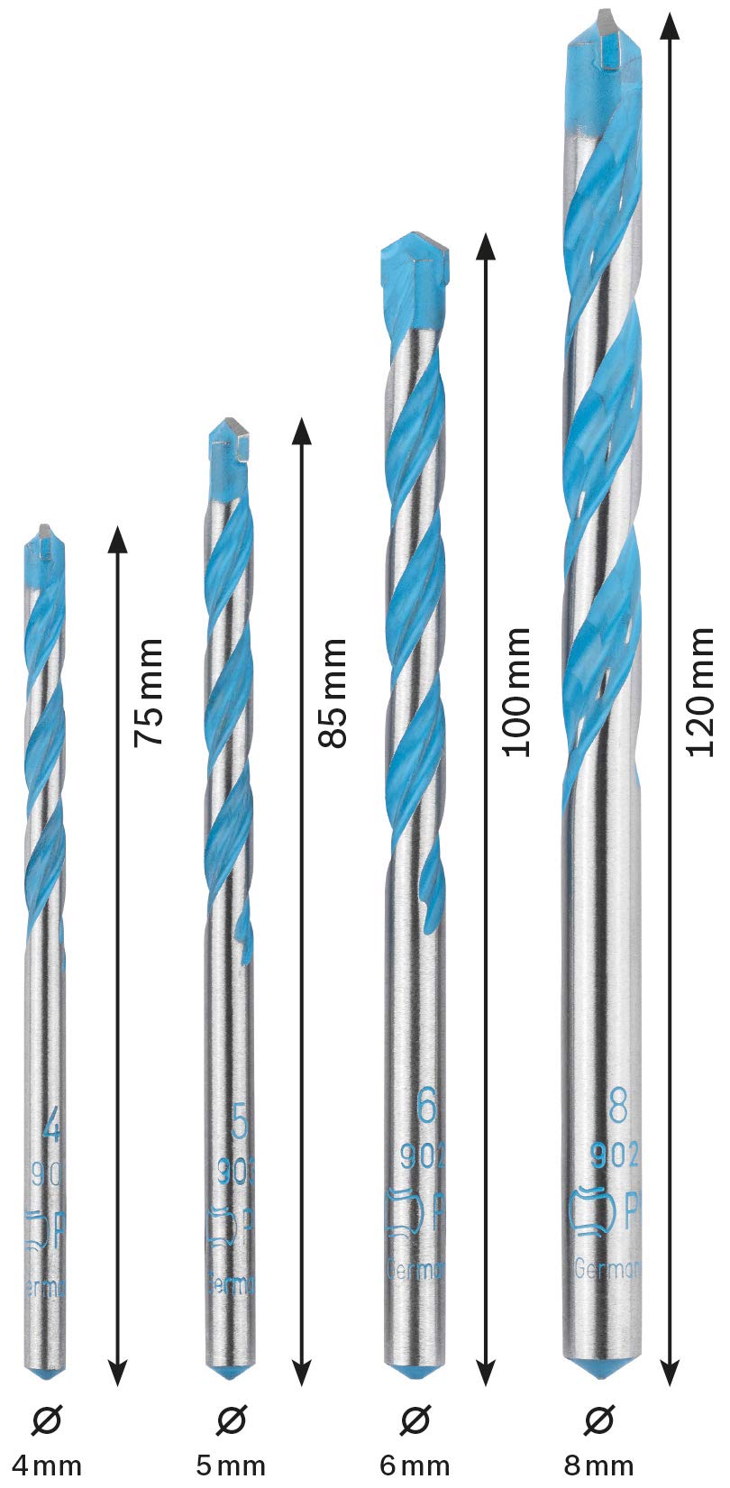 Bosch Professional 260925C100 4 TLG. Mehrzweck Bohrer Set (Zubehör Schlagbohrer) 4-Piece Multi-Purpose bit (Accessory Impact Drill)