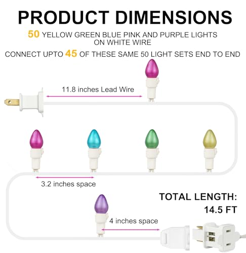 BOHON LED Christmas Lights White 50LEDs String Light with G15 Glass Bulbs Globe String Lights for Outdoor Indoor Party Tree Christmas Decor