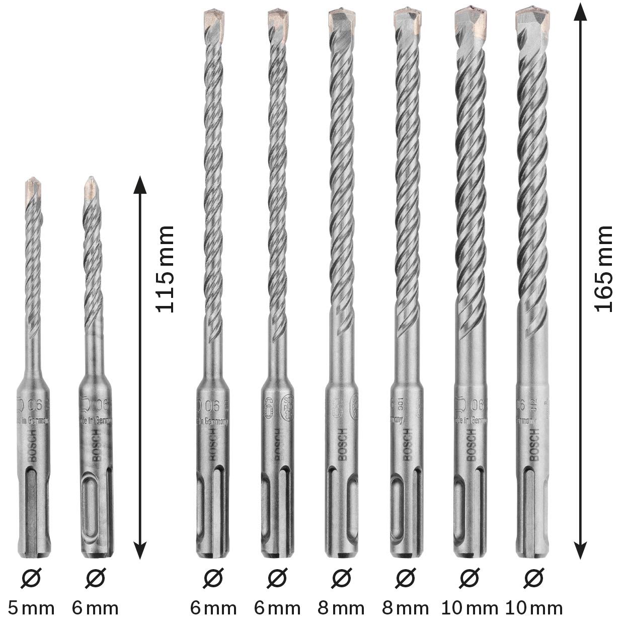 Bosch Professional 260925C090 8 Stück Hammerbohrer SDS Plus Set (Beton, Zubehör Bohrhammer) 8-Piece Bit (Concrete, Accessory Hammer Drill)