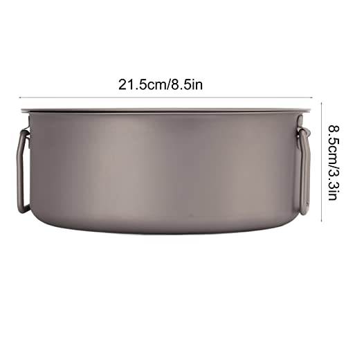 COAECJ Titanium Camping Pot 2L, with Lid and Folding Handle, Camping Cookware for Outdoor Travel Walking Hiking Fishing Beach Picnic Mountaineering Backpacking Camping Pot