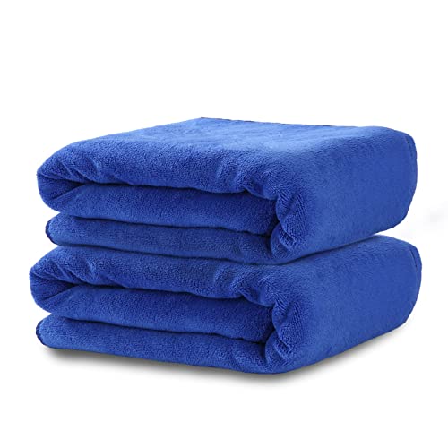 Lusaya Multipurpose Microfiber Towel,Professional Grade car wash Towels ( 2 Pieces 27.5 x 65 ) , Super Absorbent Microfiber Car Towel, for Car, Truck, Locomotive, YachtïŒSpecial Motor Vehicle(Blue, 2)