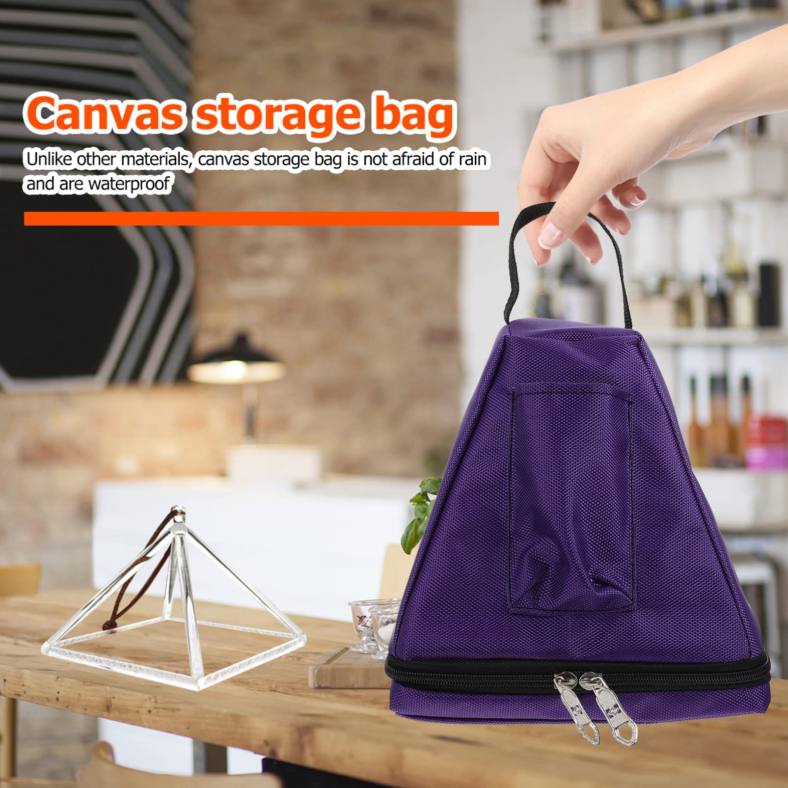 Vaguelly Crystal Singing Pyramid Case, Resistant Storage Bag Carrying Pouch, Purple