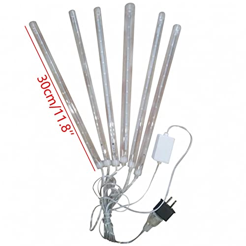 MIS1950s Christmas Lights Meteor Shower Lights 11.8'' 6pc Spiral Tubes 144 LEDs Waterproof Icicle Snowfall String Lights for Wedding Christmas Xmas Halloween Garden Tree Home Decor (Yellow)