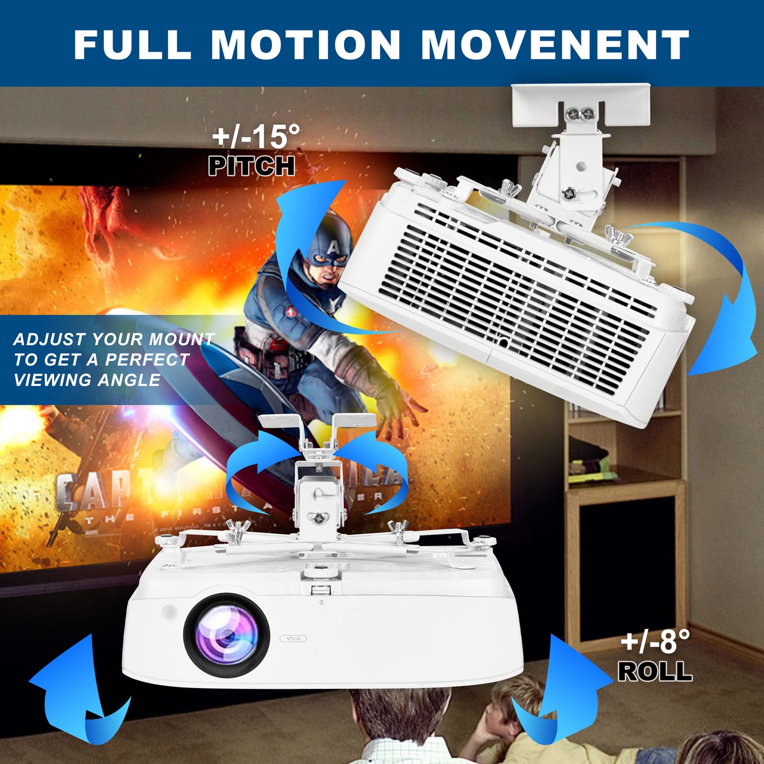 DAWASAPAT Adjustable Projector Ceiling/Wall Mount - Universal Bracket for Projector Mounting