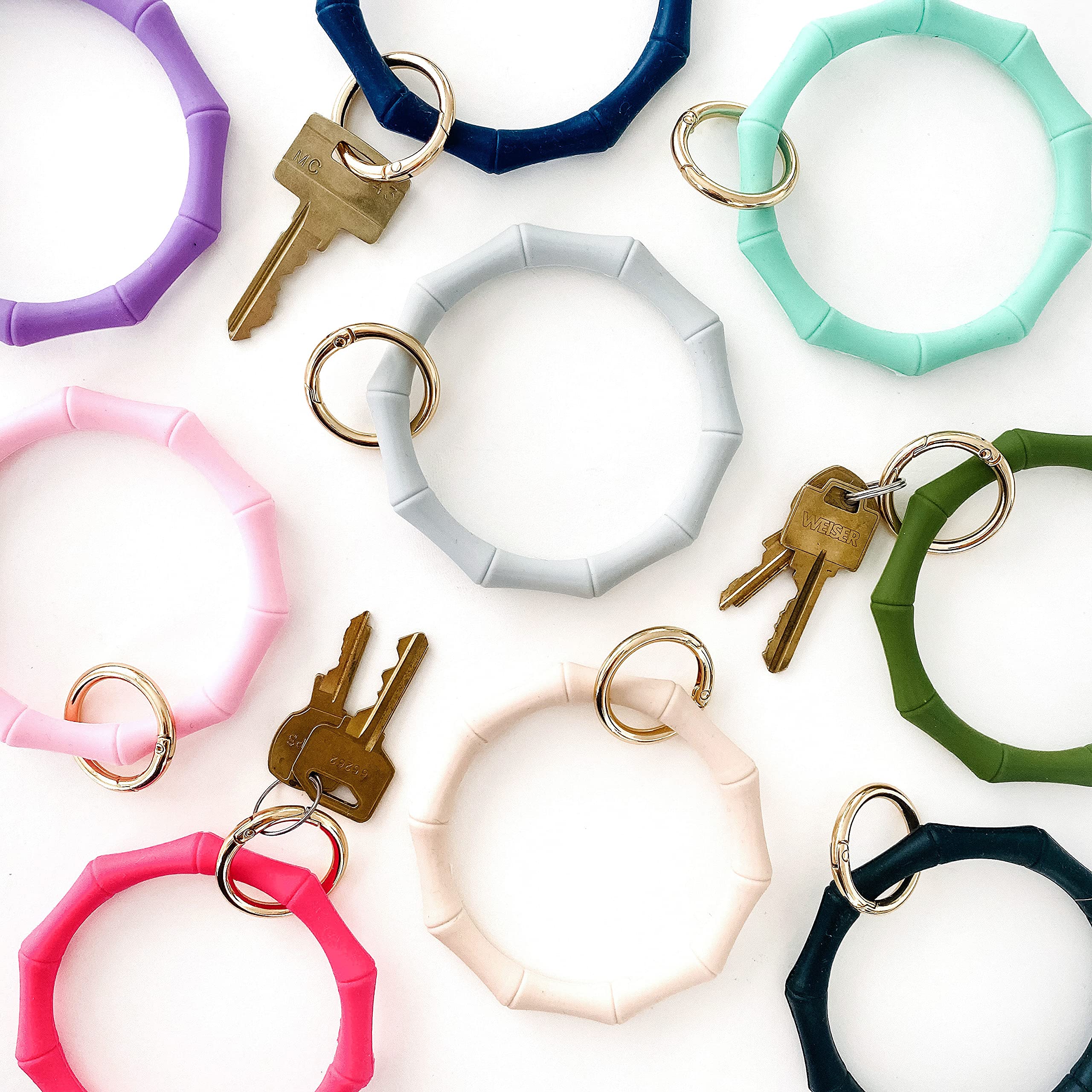 HADLEY MAE DESIGNS Key Ring Bracelet Keychain Wristlet Keychain Bangle Key Ring (Hot Pink)