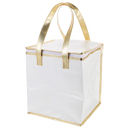 Luxshiny Insulated Grocery Bag Pizza Delivery Bag, Insulated Carrier Bags White Delivery Bags Grocery Bags for Pizza Food Dinner (26x30cm) Grocery Tote Bags