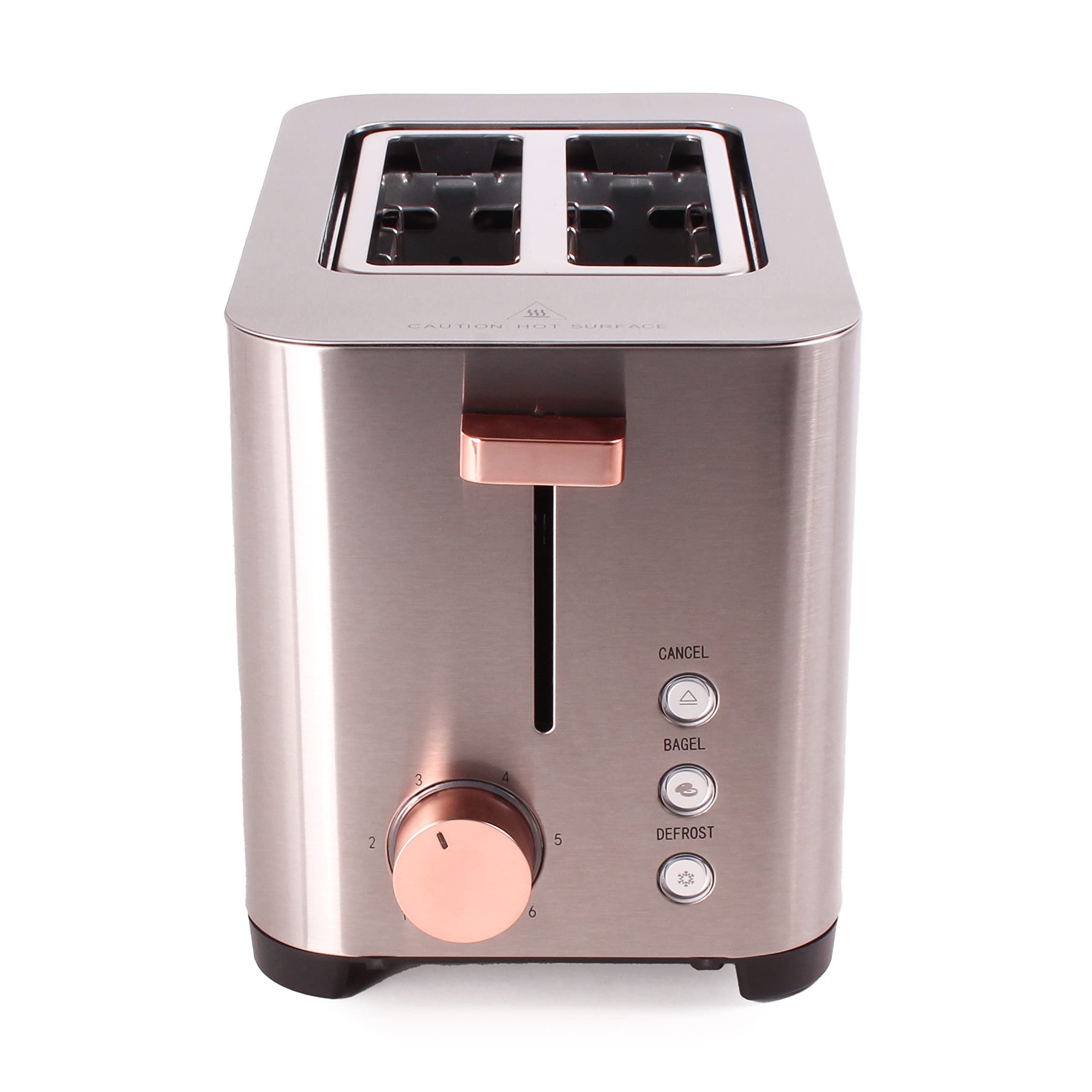 BergHOFF Ouro Gold Stainless Steel 2-Slice Toaster 850W 6 Shade Settings Auto Shut-off Extra Wide Slots Slide-out Crumb Tray