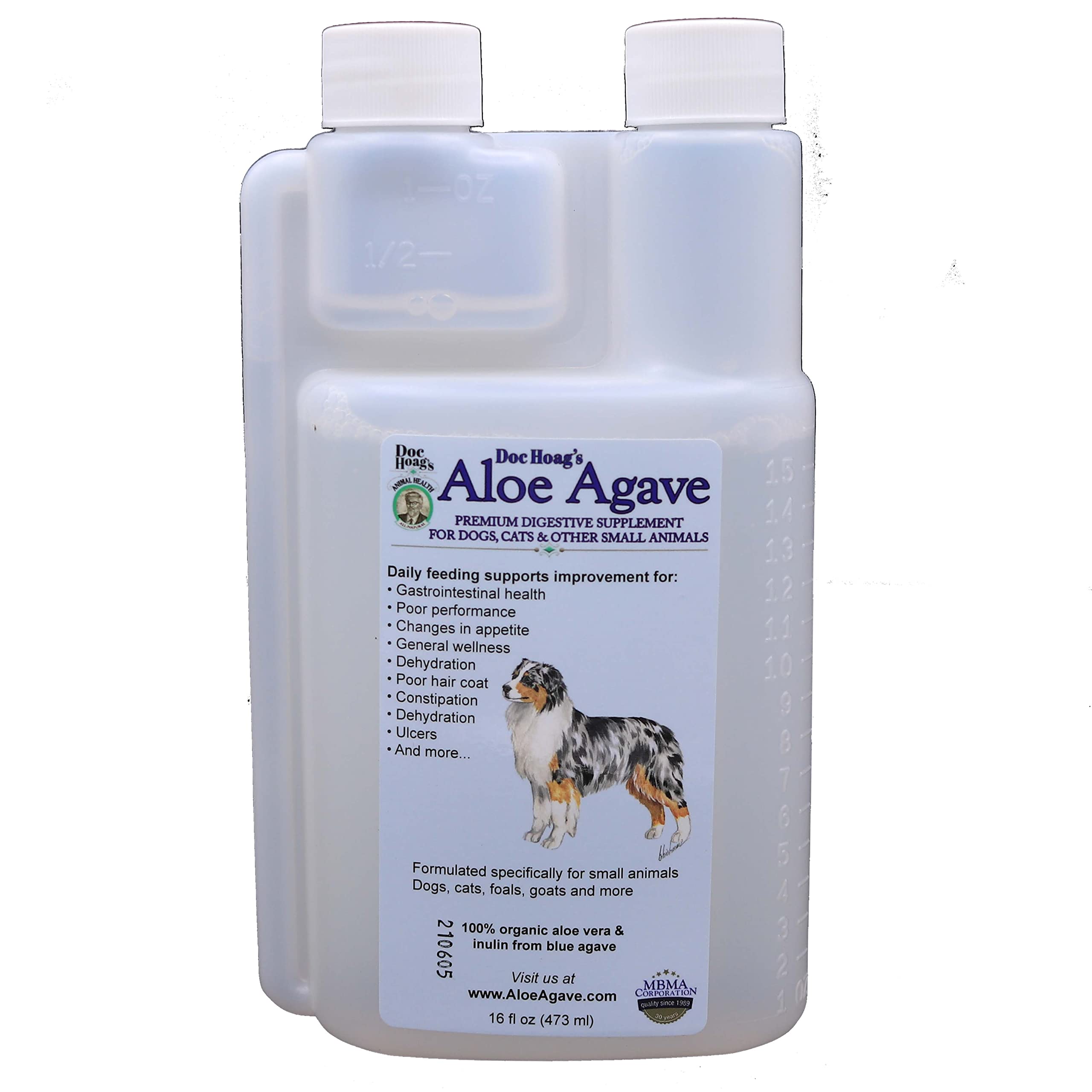 Doc Hoagâs Aloe Vera + Agave Natural Holistic Dog Supplements for Hair & Weight Loss - Also for Puppies, Cats & Other Small Animals by Original Udder Balm