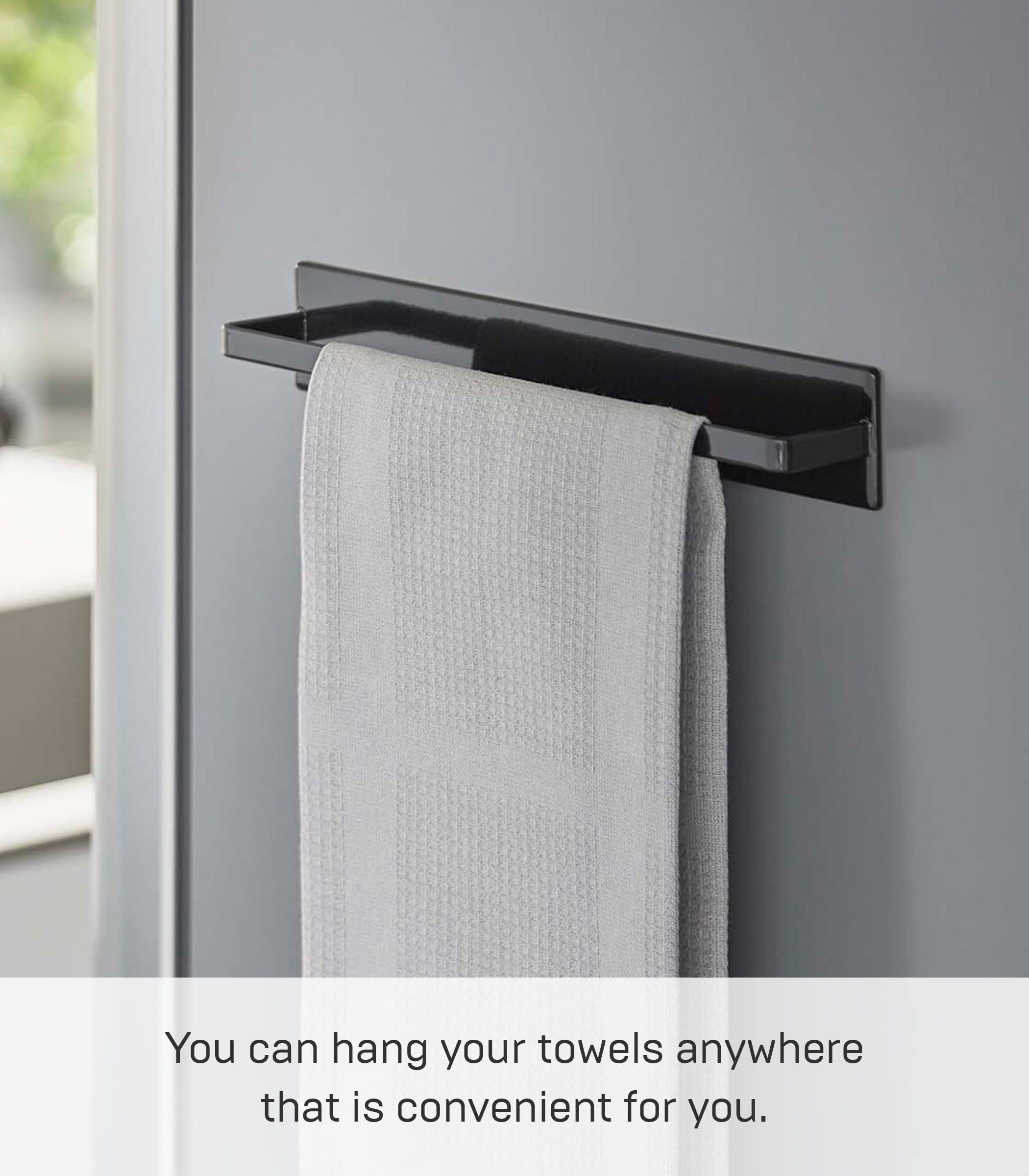 Yamazaki Home Magnetic Kitchen Hanger Steel | Towel Holder, One Size, Black