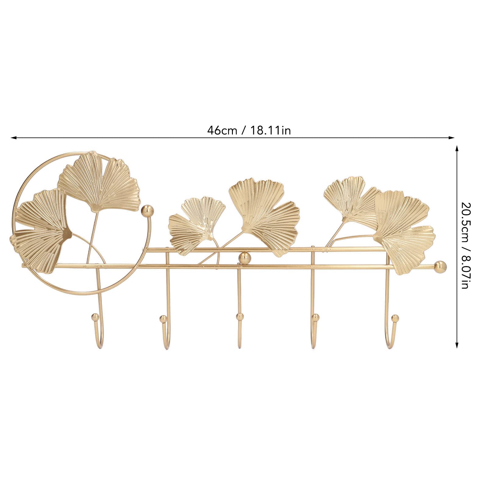 Coat Rack Wall Mount, Gold Ginkgo Leaf Shaped Coat Hanger Wall Hooks for Keys Hat Towel Purse Robes Jacket Clothes