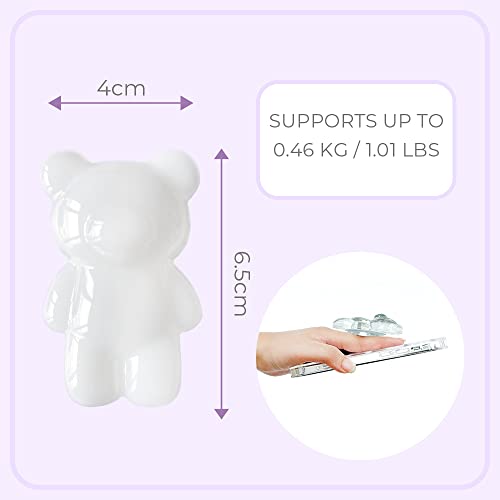 Lito.Dito Cute Bear & Heart Shape Expandable Collapsible Mobile Phone Grip Stand Holder for Smartphone Tablet Cell Phone Accessory (Milky Pink Bear)