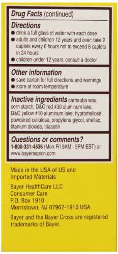 Bayer Aspirin Pain Reliever, Extra Strength Back & Body Pain, 50-Count Caplets
